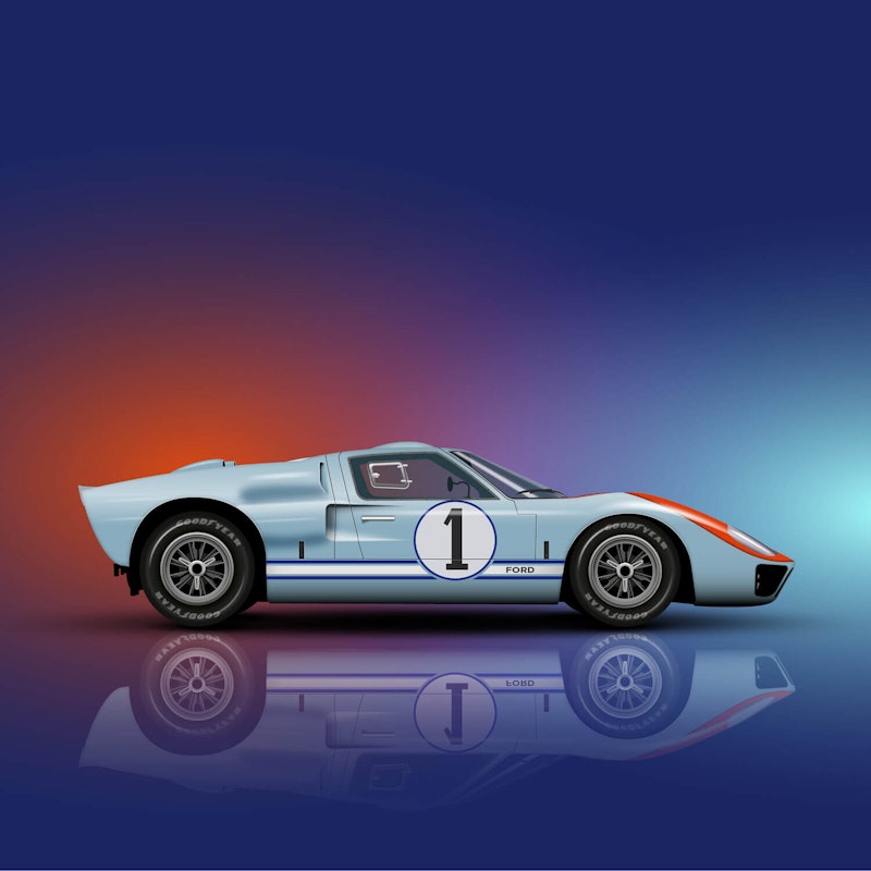 Ford GT40 Greetings Card - Hand Drawn Design